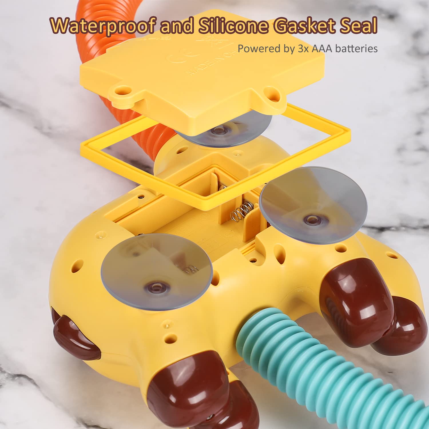CLYMENE Bath Toys for Toddlers, Giraffe Shower Water Pump with 3 Suction Spinner Toys for Maximum Tub Bathtime Fun for Babies and Toddlers