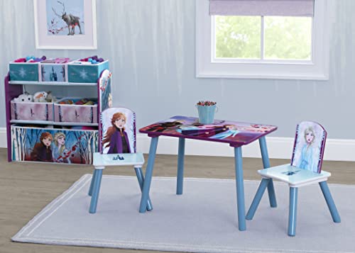 Delta Children Disney Frozen II 4-Piece Playroom Solution Set Includes Table and 2 Chairs and 6-Bin Toy Organizer