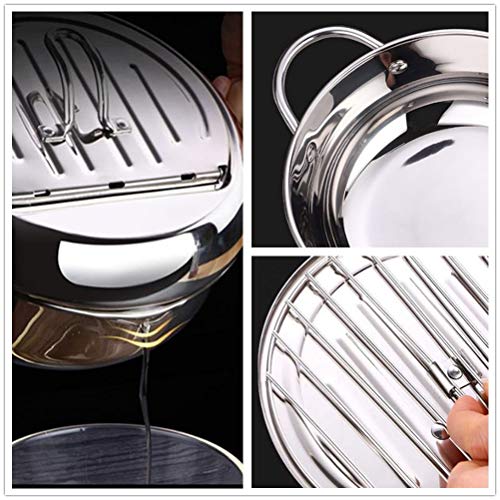 TIYOORTA Mini deep fry pan with basket draining rack Stainless steel Fryer pot with Thermometer for Chicken French Fries Fish onion ring