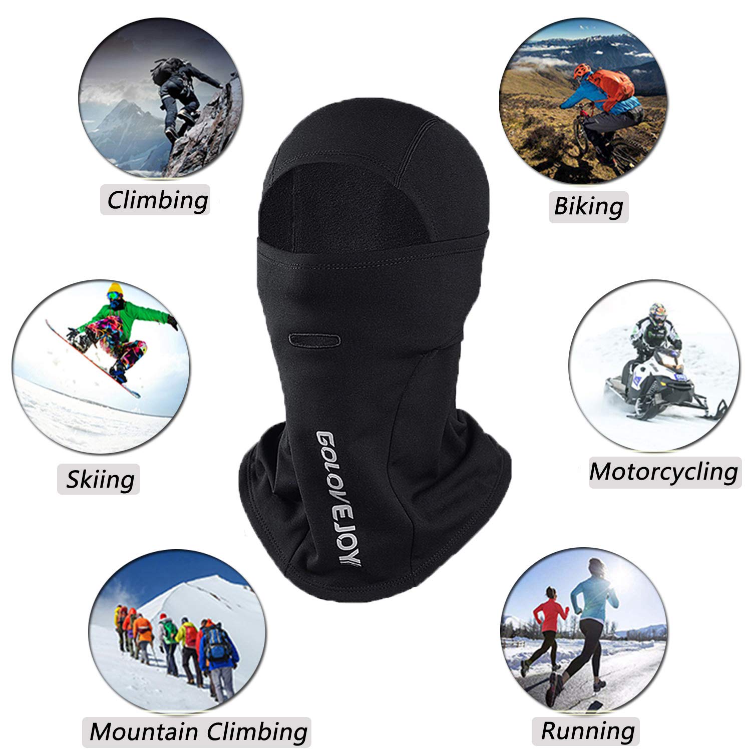 Balaclava Ski Mask Winter for Men Women,Anti Dust Windproof Thermal Motorcycle Loops Reusable Face Mask(Black) (Black-TJ16)