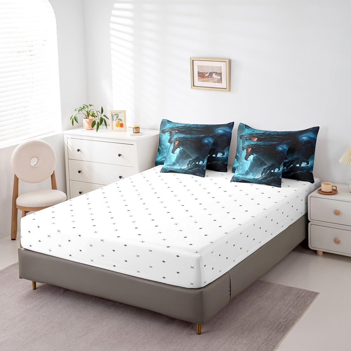 Feelyou Monster Bed in a Bag 3D Animal Printed Comforter Set with Sheets for Kids Boys Girls Monster Theme 7 Piece Bedding Set Lightweight Bed Set Twin Size