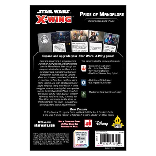 Star Wars X-Wing 2nd Edition Miniatures Game Pride of Mandalore REINFORCEMENTS Pack - Strategy Game for Kids & Adults, Ages 14+, 2 Players, 30-45 Minute Playtime, Made by Atomic Mass Games