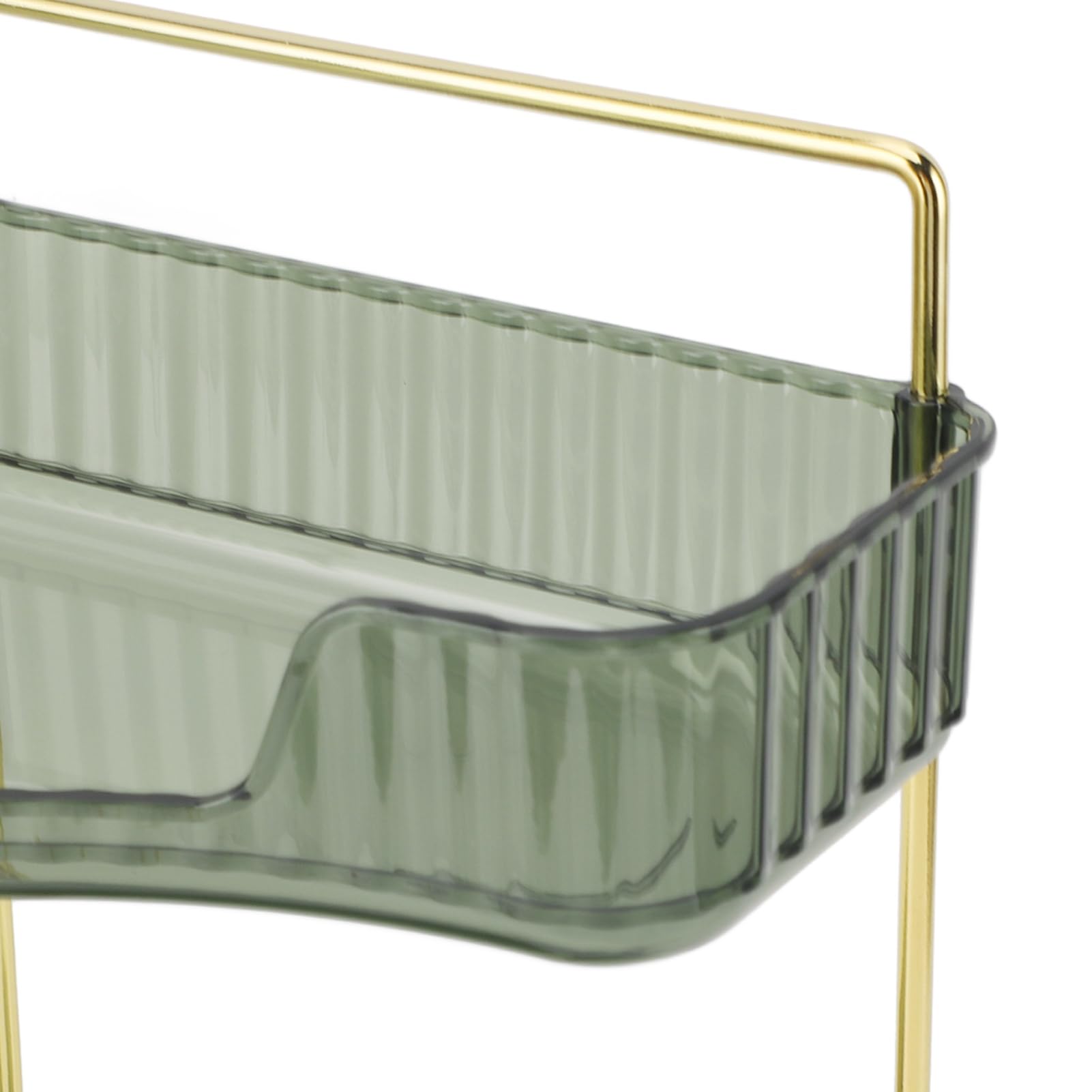 Denominate Corner Bathroom Countertop Organizer Large Capacity Space Saving Iron and PP Material (Dark Green)