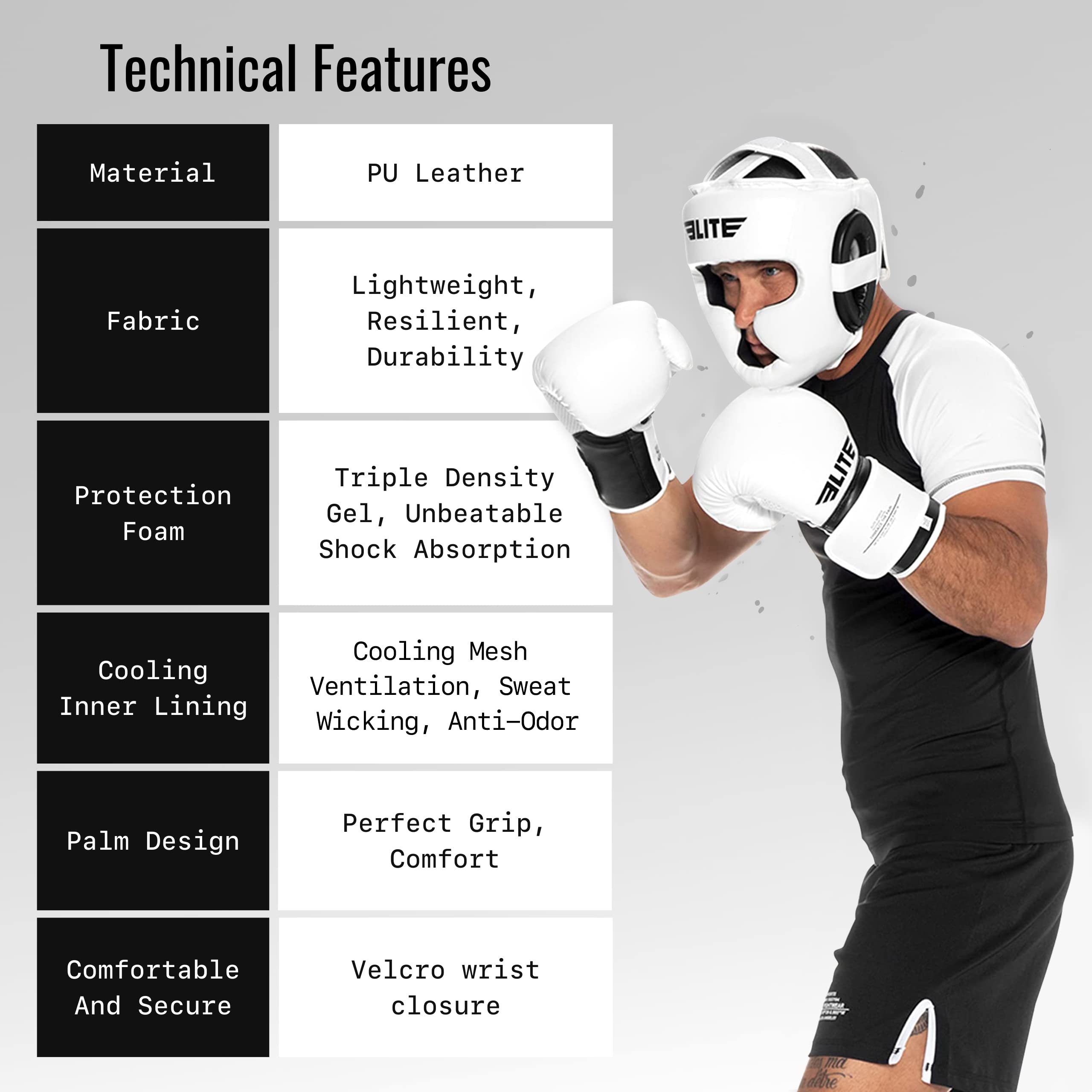 Best Boxing & Kick Boxing Gloves for Men and Women, Training & Sparring Gloves for Pro Fighters, Complimentary Hand Wraps and Mesh Bag (16, Black on White)