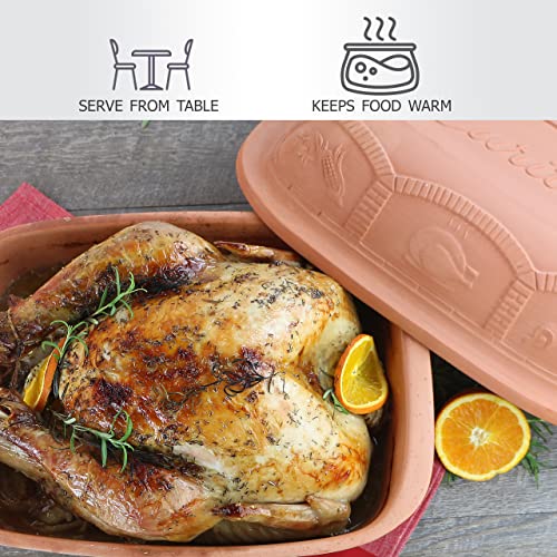 Eurita Clay Roaster, 7.2 Quart, Non-Stick Earthenware, Toxin-Free, Healthy Clay Pot Cooking, Versatile Cooking Dutch Oven, Digital Recipe and Instructions Included