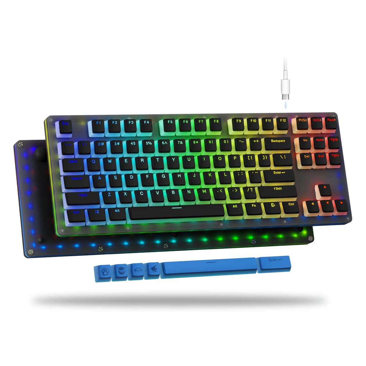 Womier M68 HE 60% Gaming Keyboard,Rapid Trigger Mechanical Keyboard, Wired RGB Custom Keyboard with Pre-lube Magnetic Switch, PBT Topographic Keycaps for Mac/Win