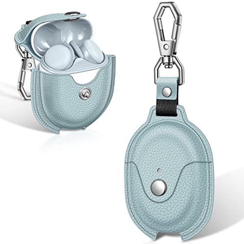 Fintie Protective Case for Pixel Buds A-Series (2021) / Pixel Buds 2 (2020), Premium PU Leather Slim Fit Metal Snap Closure Portable Cover Skin with Keychain, Ice Blue