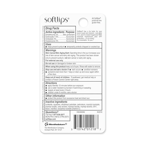 Softlips Daily Lip Moisturizer For Very Dry Lips, Vanilla Flavored Lip Balm, SPF 20, Hydrates, Soothes & Prevents Dry, Chapped Lips, Smooth Glide Formula, Dermatologist Tested, Pack of 2 Chap Sticks