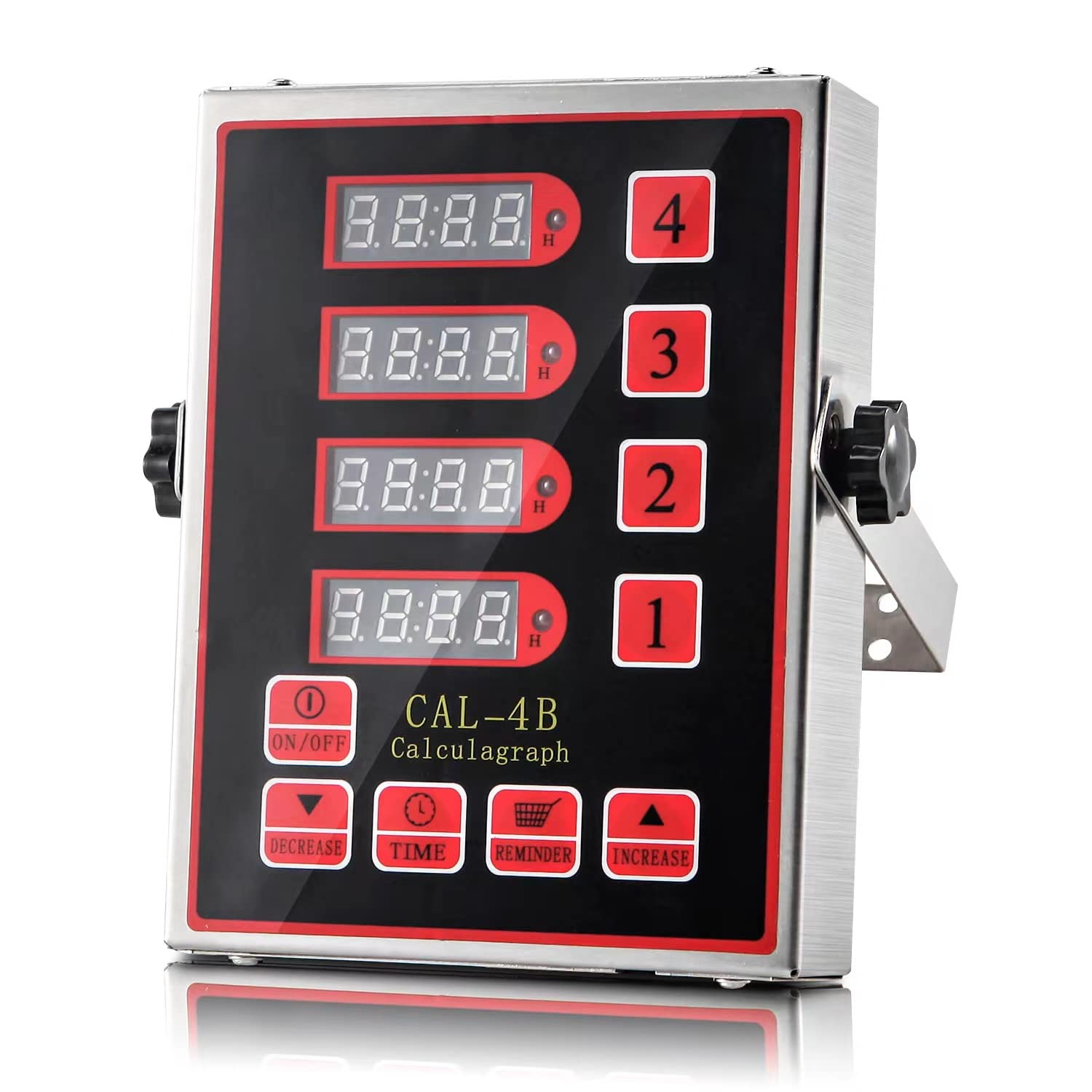 Commercial 4 Channel Timer - DEGOTM Kitchen Stainless Steel 4 Channel Timer Cooking Timers Baked Burger Fried Chicken Loud Alarm Reminder for Restaurant Home Kitchen