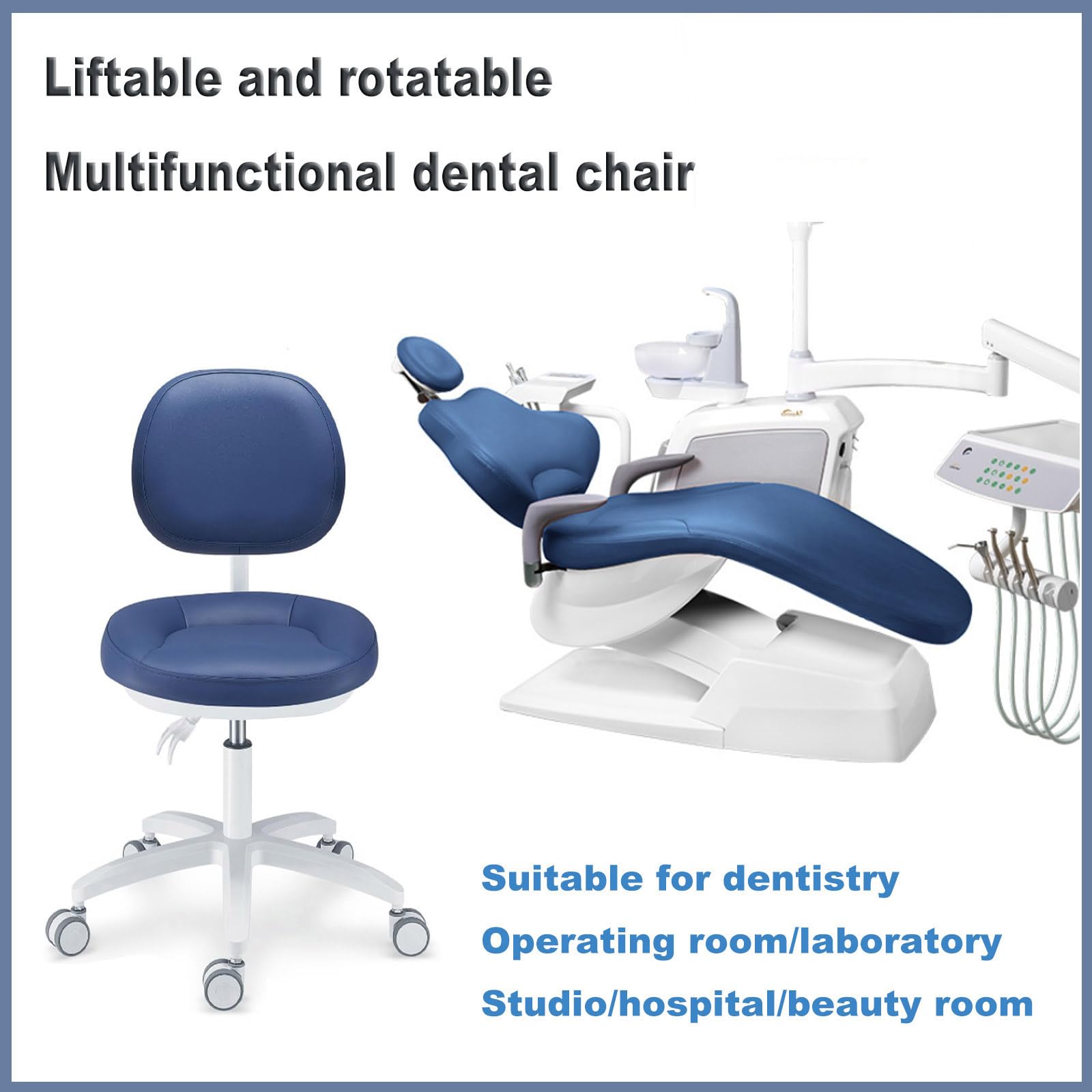 Dental Chair Dentist Stools Dental Assistant Chair with Back Support Rotatable Armrest Microfiber Leather Mobile Chair Doctor's Stool Height Adjustment,B3