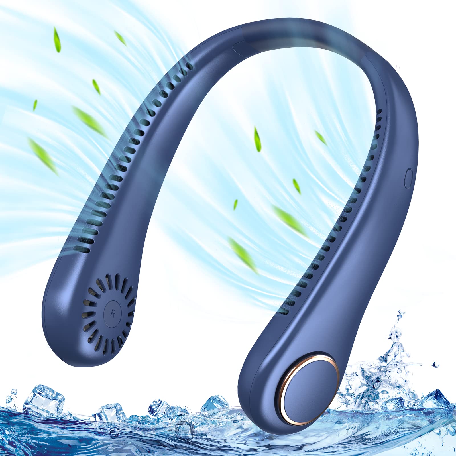 Portable Neck Fan, Bladeless Wearable Personal Fan, Max 16H Use, Rechargeable USB Fan 3 Speed, Quiet 360° Cooling Hanging Neck Fan, NO Hair Caught, Mini Hand Free Neck fan for Sport Travel Jog Camping