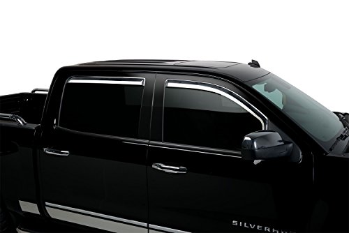 Putco Element Chrome Window Deflectors Fits Chevy Silverado/GMC Sierra 2014-2019 Crew Cab - Set of 4 - in Channel Install