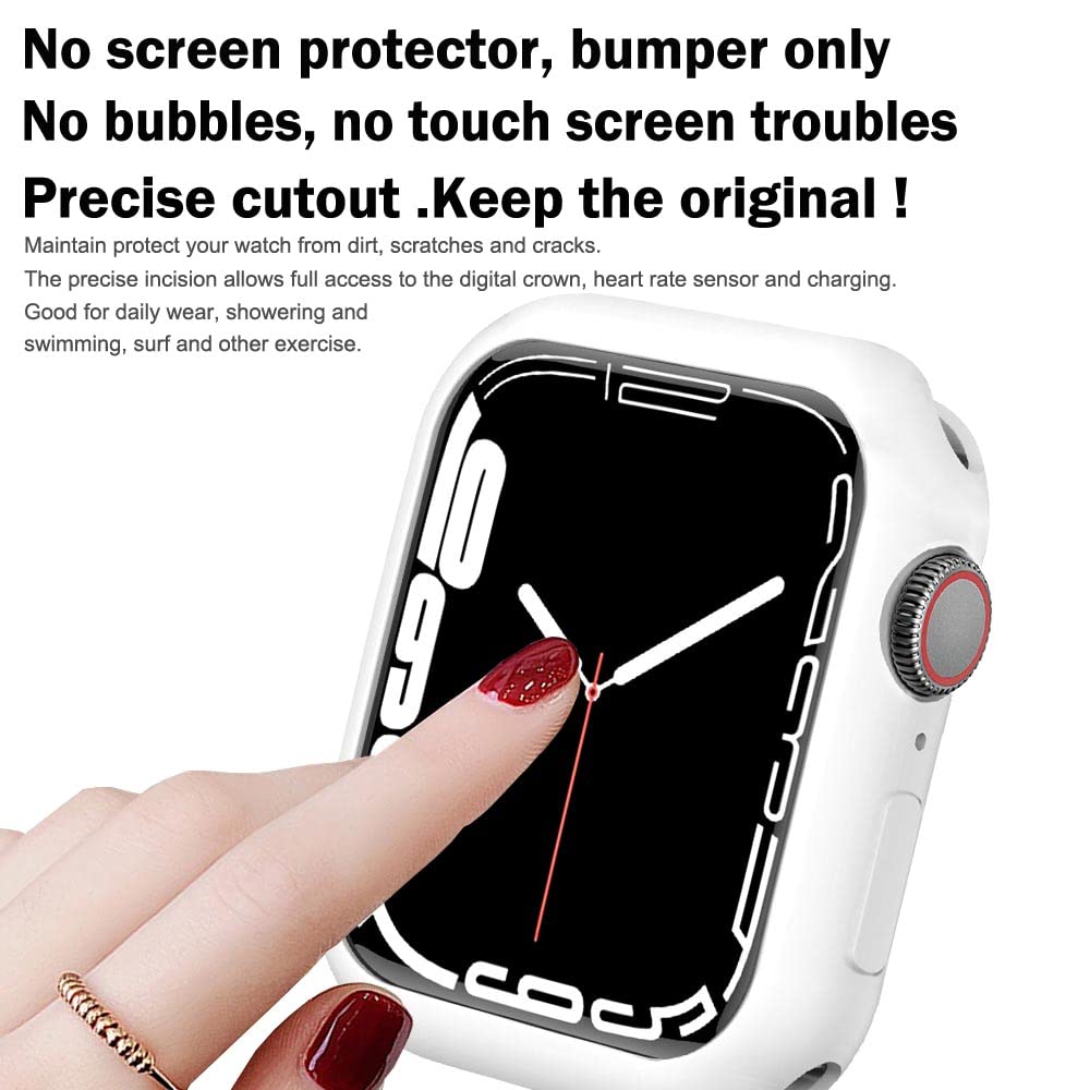 BOTOMALL Compatible with Apple Watch Bumper Case 41mm Series 9 Series 8 Series 7 Soft Flexible TPU Thin Lightweight Protective Cover for iWatch [NO Front Screen Protector]