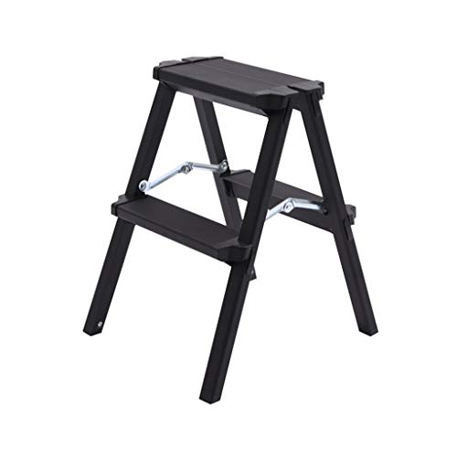 PENGJIE Folding Ladder Step Stool Ladder Stool 2 Step Folding Aluminum Heavy Duty Steel Portable Anti Slip Mat Tread Compact 150 Kg Capacity