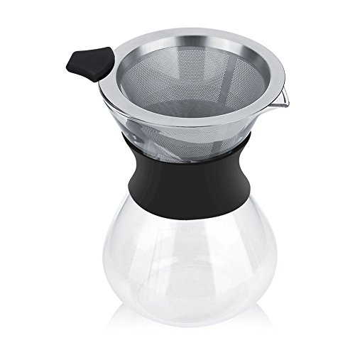 Yosoo Coffee Maker Pot, Manual Hand Drip Coffee Maker Glass Pot with Stainless Steel Filter, 400ml