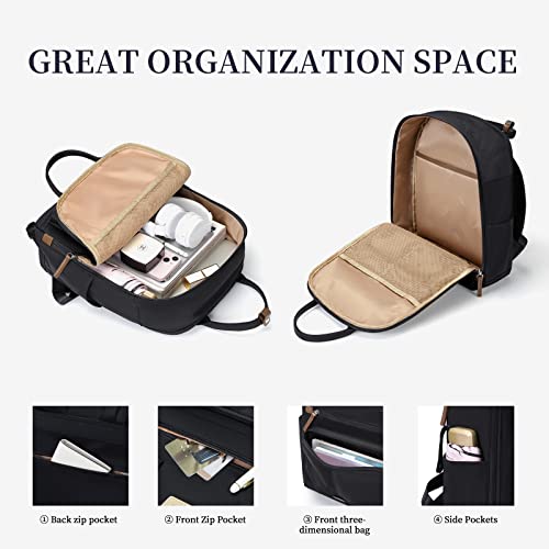 GOLF SUPAGS Travel Laptop Backpack for Women, Durable Fashion College Backpack Purse, Gift for Women Fits 14 Inch Notebook (Black, 14 Inch)