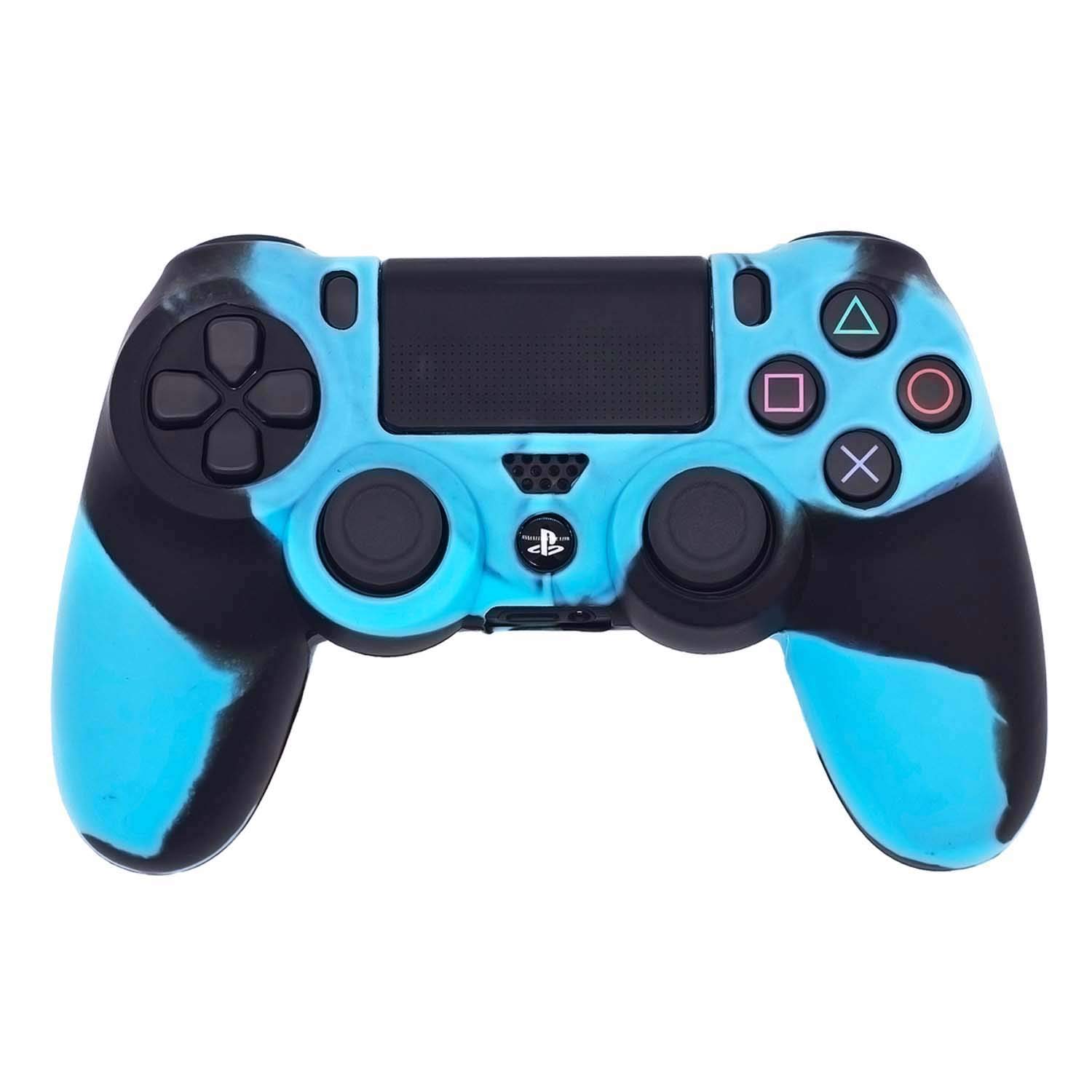 BRHE 3 Pack Silicone Cover Skins for PS4 Controller, Protector Case Accessories Set for PS 4/PS4 Slim/PS4 Pro Wireless/Wired Gamepad Joystick with 8 Thumb Grips Caps
