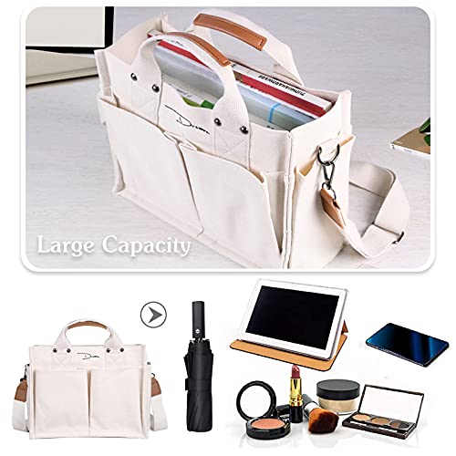 PORRASSO Women Shoulder Bag Casual Handbag Ladies Large Crossbody Bag Canvas Tote Bag for Travel Shopping Daily Use Black