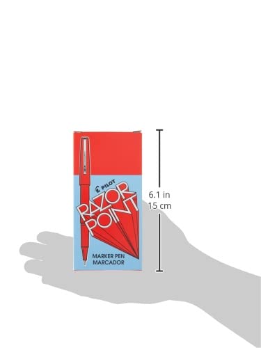 PILOT Razor Point Fine Line Marker Stick Pens, Ultra-Fine Point (0.3mm) Red Ink, 12 Units (11007)