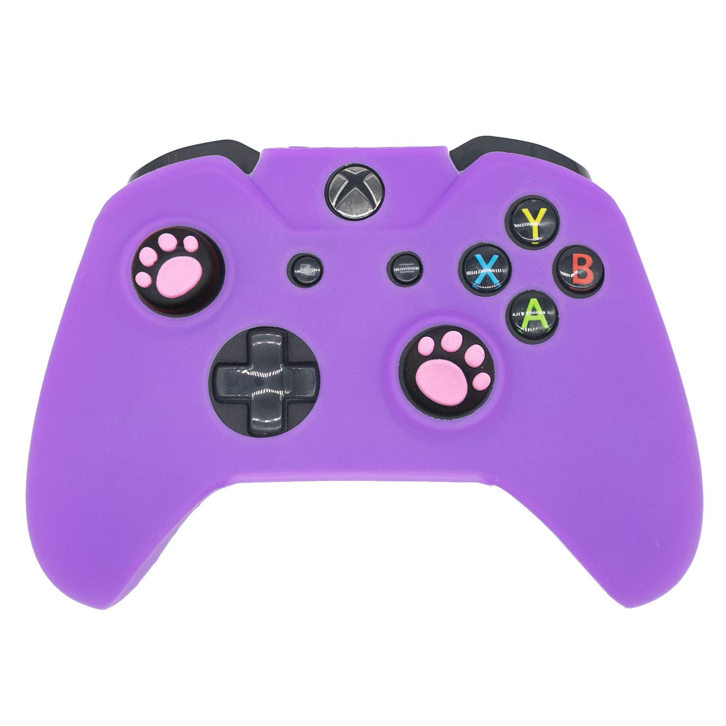 BRHE Cute Skin Cover for Xbox One/Series X/S Controller Anti-Slip Silicone Grip Protective Case Accessories Set Wireless/Wired Gamepad Joystick with 2 Cat Paw Thumb Grips Caps (Purple)