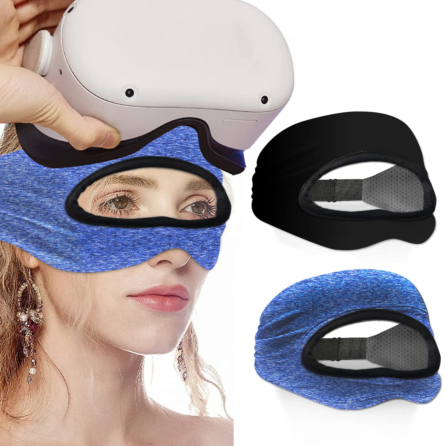 Busjoy VR Mask Sweat Band for Meta/Oculus Quest 2 Accessories, Universal Home Eye Mask Cover Adjustable Breathable Face Cover for VR Workouts Use