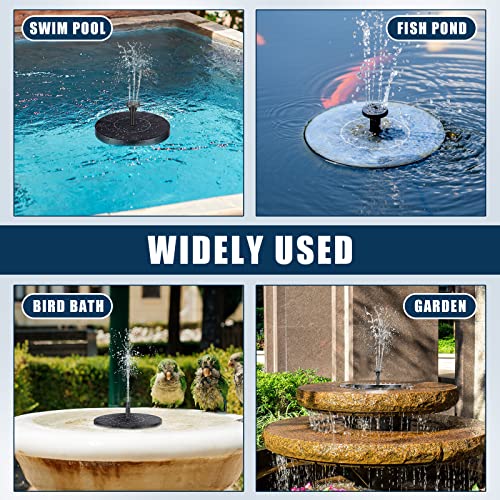 Kittmip 4 Pack Solar Bird Bath Fountain Pump Solar Fountain with 6 Nozzle Solar Water Fountain Floating Solar Fountain Panel Solar Powered Bird Bath Fountain for Pond Garden Fish Tank Pool (6.3 Inch)