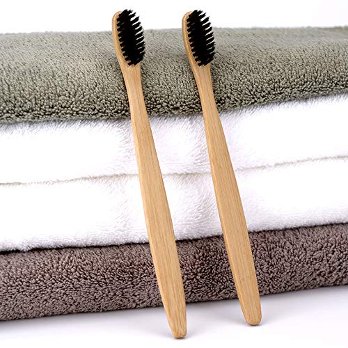 OUTIN Adults Bamboo Toothbrushes 20 Pack, Colorfull Soft Bristles Children Wood Toothbrush Eco Friendly Biodegradable Wooden Handle Tooth Brush Oral Cleaning, HOT004