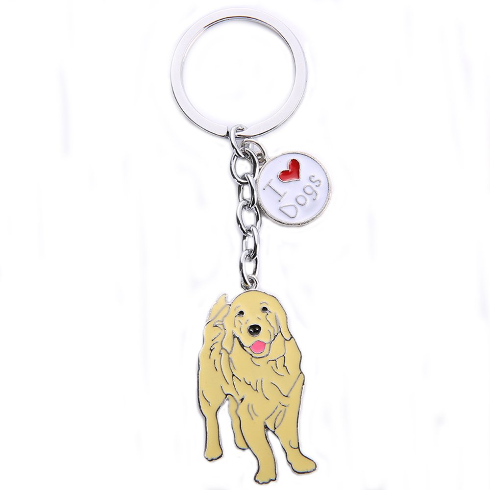 BECHANMIG Keychains, Lovely Dog Key-ring Portable Metal Keychain Keyring Key Decor Car Keyring Tag (Golden Retriever 2#) 1
