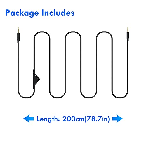 Tolesum 6.5 Feet Replacement Headset Cable with Volume Control for Astro A40/ A30/ A10, 2M Audio Extension Cord Compatible with PS5/ PS4/ Xbox One/Xbox Series S&X - Black