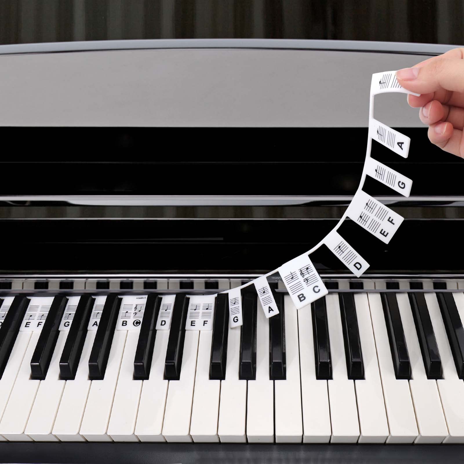 BUSOHA Silicone Piano Keyboard Stickers for Beginners, Removable Piano Keyboard Note Labels for Learning, Full Size Keyboard 88 Keys,Double Staff Display