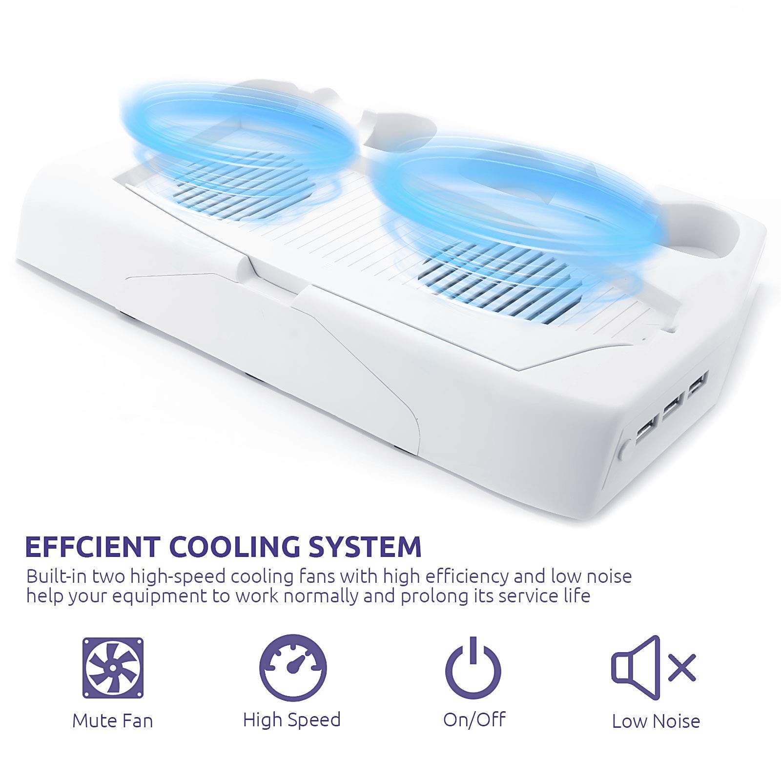 Stand with Cooling Fan and Dual Controller Charger for PS5, KRX All-in-One Design Accessories for Playstation 5 Digital Edition & Dualsense, Console System Charging & Cooling Station for PS5