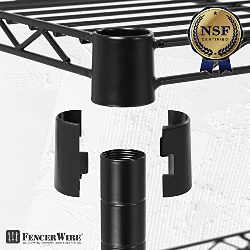 Fencer Wire NSF Adjustable Height Wire Shelving w/Liner & Wheels, Rolling Basement Storage Shelving, Metal Storage Shelving, Garage Shelving Storage Organizer, Utility Shelf, w/Liner, 4-Tier Silver