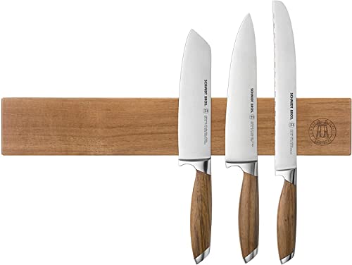 Schmidt Brothers - Acacia 18" Magnetic Wall Bar, Universal Cutlery Storage Fits 8 - 10 Knives