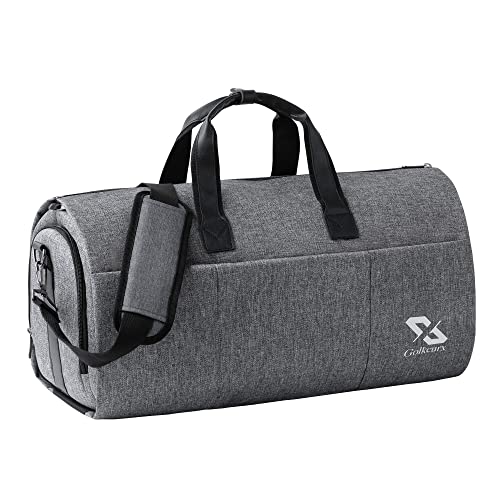 Golkcurx Convertible Garment Bag for travel,Carry on Garment Duffle Bag with Shoe Compartment, Detachable Shoulder Strap - 2 in 1 Suit Bags Suit Travel Bags for Men Women (Grey)