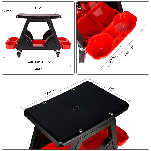 FENG PAI Detailing Seat - Car Heavy Duty Rolling Seat and Rolling Garage Stool, Mechanics Rolling Stool, Creeper Seat for Auto Repair Shop and Work Platform