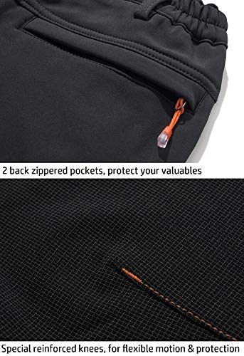 CARWORNIC Men's Snow Ski Pants Waterproof Softshell Fleece Lined Outdoor Hiking Snowboard Pants with Ankle Zipper