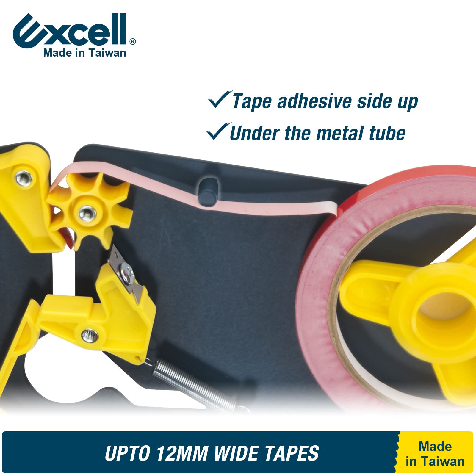 Excell EZ-Cut Tape Bag Sealer with Trimmer Blade: Fits 12 mm Tape, Ideal for Sealing Candy, Bread, and Meat. Easy to Cut and Trim Bags. Durable, Table-mountable. Includes Sealer and Tape roll.