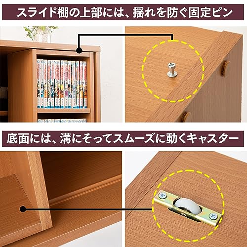 Iris Ohyama CSD-9090 Bookcase, Large Capacity, Slim, Stylish, Toy, Slide Storage, Width 35.4 x Depth 11.5 x Height 36.4 inches (90 x 29.2 x 92.2 cm), Open Rack, Assembly Required, Walnut Brown,