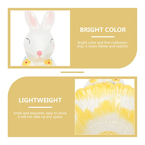 Didiseaon Easter Bunny Candy Bowl Ceramic Rabbit Bowl Snack Appetizer Nut Dish Candy Container Bunny Statue Figurine
