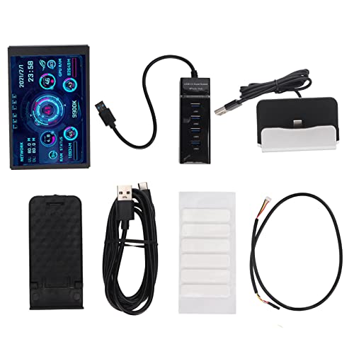 Computer Temp Monitor, 3.5in USB C Computer CPU Monitor for Office(Black Cat Lingerie Dress)