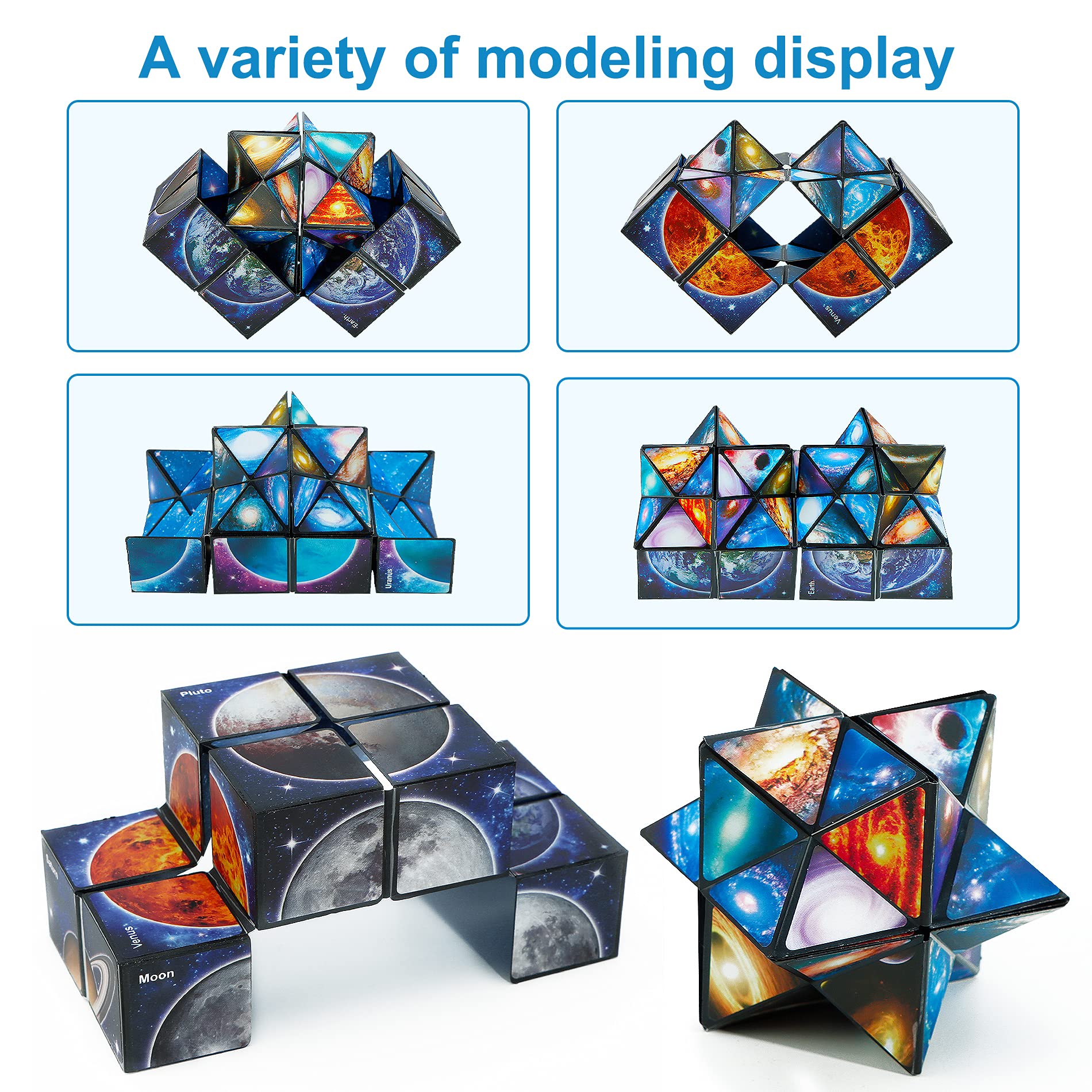 Star Cube,Vcall 2 in 1 Combo Infinity Cube Fidget Toy Magic Star Cube Smooth Surface Magic Cube Puzzle for Kids and Adults to Stress and Anxiety Relief Mini Preschool Toys