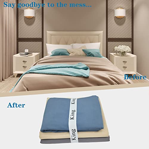 Maletnd 8 Pieces Bed Sheet Organizer Bands, King Queen Twin Full Closet Organization Sheet Straps,Elastic Bed Sheet Storage Sheet Keepers, Linen Labels Bedding Bands