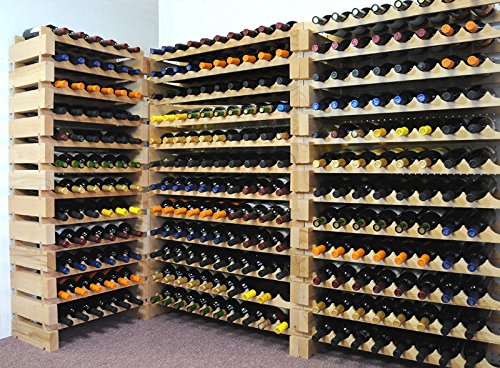 sfDisplay.com,LLC. Modular Wine Rack Beechwood 32-96 Bottle Capacity 8 Bottles Across up to 12 Rows Newest Improved Model (64 Bottles - 8 Rows)