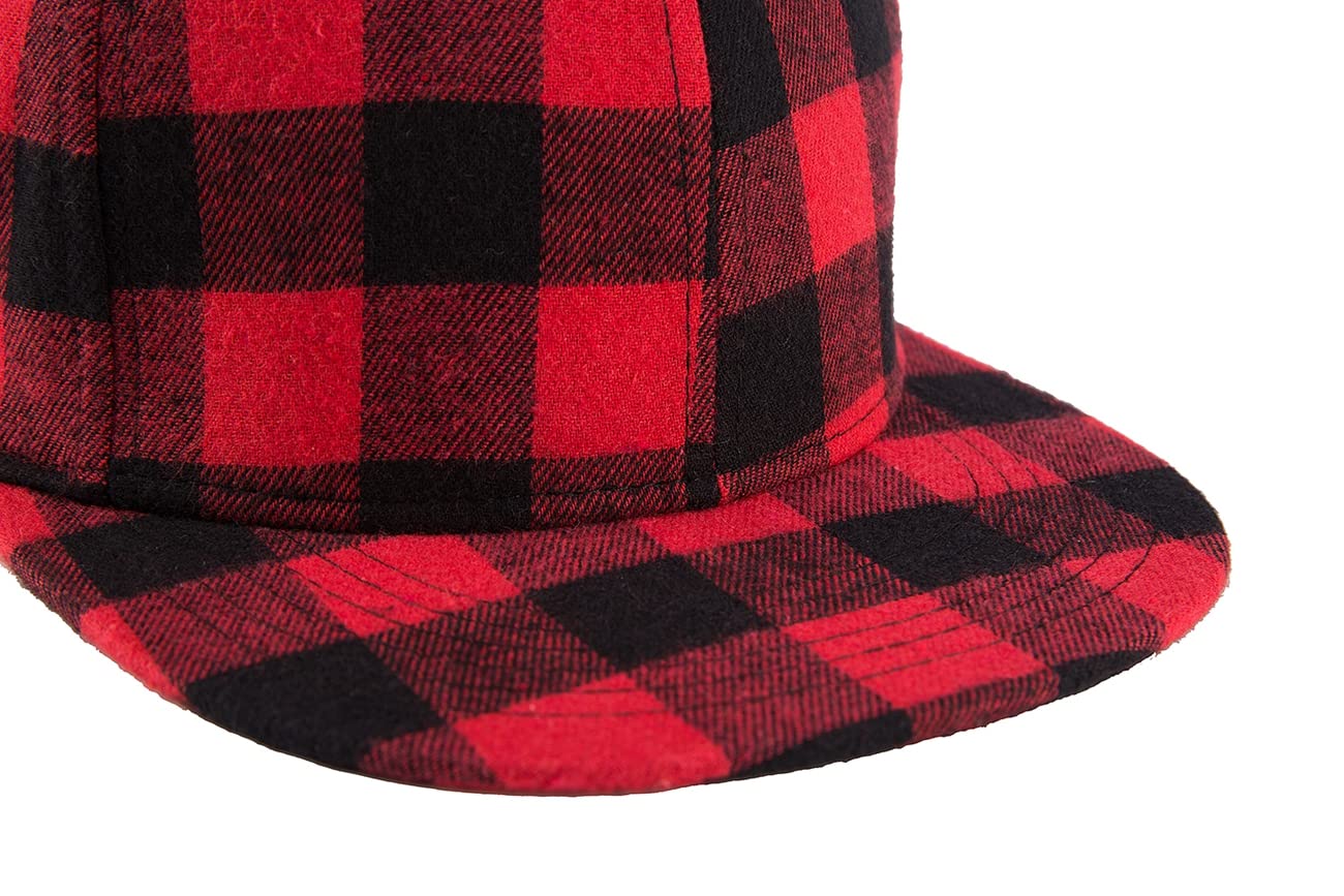 CNUSER Snapback Hats for Men Women,Fashion Baseball Cap,Hip Hop Flat Bill Brim Adjustable Dad Hats (Plaid Black Red)