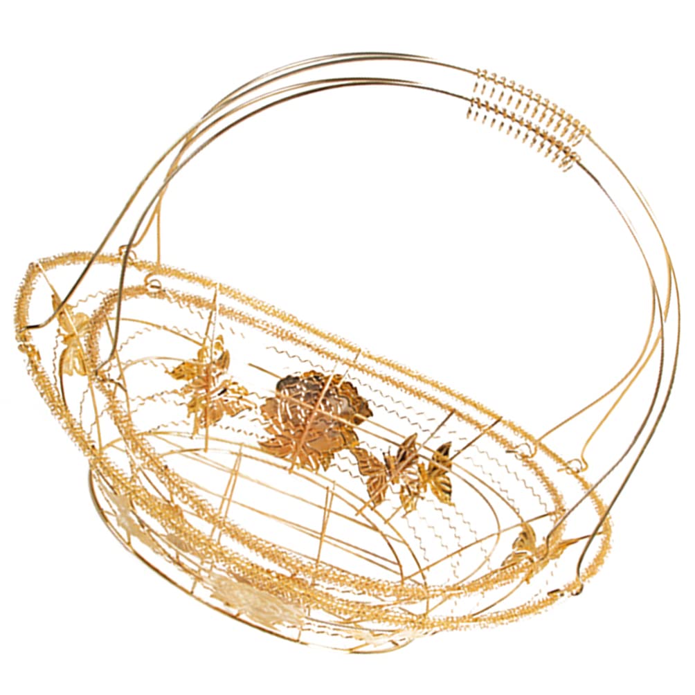DEPILA Basket Kitchen Metal Farmhouse Table Snack Living Food Holder Tabletop with Wire Vegetable Room Handle Bowl Dried Display Countertop for Bread Multi-Functional Snacks Picnic Egg Baskets