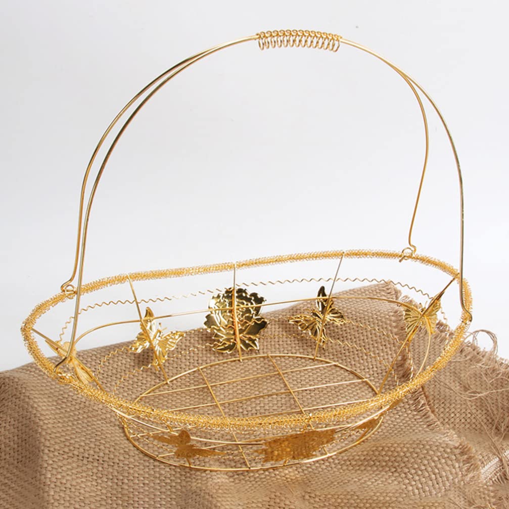 DEPILA Basket Kitchen Metal Farmhouse Table Snack Living Food Holder Tabletop with Wire Vegetable Room Handle Bowl Dried Display Countertop for Bread Multi-Functional Snacks Picnic Egg Baskets