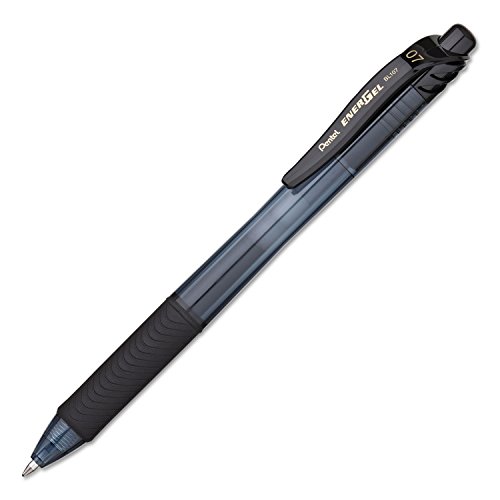 Pentel Bl107asw2 Energel-X Retractable Roller Gel Pen, 7Mm, Black Barrel, Black Ink, 24/Pack