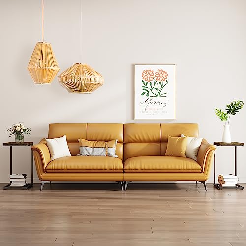 Fixwal C-Shaped End Table Set of 2, Side Tables Couch Table, Snack Table for Living Bedroom Coffee Snack Laptop, Rustic Brown