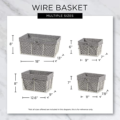DII Farmhouse Chicken Wire Storage Baskets with Liner, Set of 5, Rustic French Blue, Assorted Sizes, 5 Piece