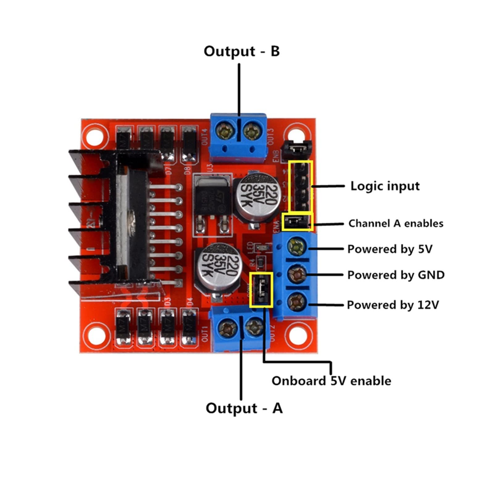 DEPILA L298N Driver Board Module L298N Stepper Motor Smart car Robot breadboard peltier High Power L298 DC Motor Driver Driver (Size : Mini-L298N)